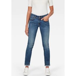 G-Star Raw Straight-Jeans G-STAR "Midge Straight Women" Gr. 29, Länge 32, blau (medium indigo aged, elto superstretch) Damen Jeans mit Used-Effekten