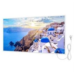 Bringer® Bild Infrarotheizung mit Rahmen - Santorini, Griechenland - 800 / mit Funk Thermostat und Fernbedienung
