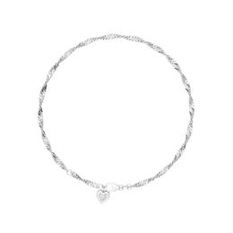 Fußkette mit Anhänger Firetti "Schmuck Geschenk Silber 925 Körperschmuck Herz+LIEBE Singapurkette" Fußkettchen Gr. Silber 925 (Sterlingsilber), silberfarben (silberfarben, kristallweiß, kristallweiß) mit Zirkonia (synth.)