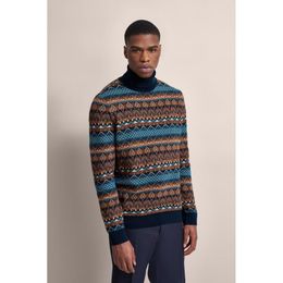 Bugatti Rollkragenpullover mit Multicolor-Muster braun 3XL 3XL Waschbar bei 30 Grad