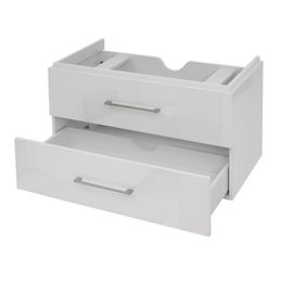 Premium Waschbeckenunterschrank HWC-D16, Waschtischunterschrank Waschtisch Badmöbel, hochglanz 90cm ~ weiß