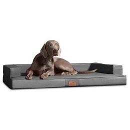 tierlando ® GIBSON VISCO - Orthopädisches Design Hundesofa aus Kunstleder grau/ grau 1 m, 22 cm, 80 cm