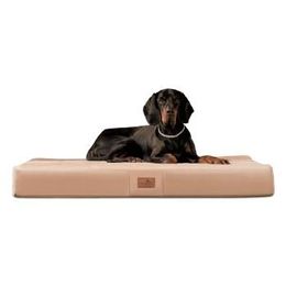 tierlando ® FLOKI ORTHO PLUS Orthopädische Hundematte aus Plüsch & High-Tech-Velours beige 1 m, 13 cm, 80 cm