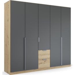 Drehtürenschrank Rauch "Dark&Wood by Quadra Spin" Schränke Gr. B/H/T: 226 cm x 210 cm x 54 cm, 5 St., braun (eiche artisan, grau metallic) im Industrial Style mit Metallgriffstangen