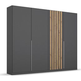 Drehtürenschrank Rauch "Kleiderschrank Schrank Garderobe Garderobenschrank LAMELLA" Schränke Gr. B/H/T: 226,0 cm x 210,0 cm x 54,0 cm, 4 St., grau (graumetallic, eiche artisan) mit eleganter Lamellenabsetzung MADE IN GERMANY