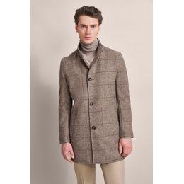 Kurzmantel Bugatti, Herren, Gr. 58, beige, 49% Polyester, 21% Polyacryl, 18% Wolle, 12% Baumwolle, kariert, casual, slim fit, normaler Saum, Mäntel, mit Karodessinierung