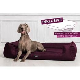 tierlando ® GOOFY - Orthopädisches Hundebett aus Polyester inkl. Matratzenschoner bordeaux 1,6 m, 25 cm, 1,1 m