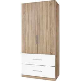 Kleiderschrank Rauch "Alvor" Schränke Gr. B/H/T: 91 cm x 197 cm x 54 cm, ohne Spiegel, 2 St., weiß (struktureichefarben hell, weiß) Drehtürenschrank Kleiderschrank Schränke