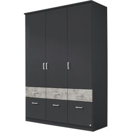 Kleiderschrank Rauch "Kleiderschrank Schrank Garderobe deckenhoher BREMEN" Schränke Gr. B/H/T: 136 cm x 199 cm x 58 cm, ohne Spiegel, 3 St., grau (graumetallic, betonfarben) in vielen Farben und Ausführungen MADE IN GERMANY