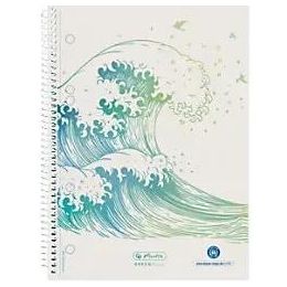 Herlitz GREENline Notizbuch DIN A5 Kariert Spiralbindung Seitlich gebunden Pappe Hardback Grün Perforiert 140 Seiten