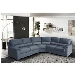 Ecksofa Egoitaliano "Doris, modernes Designerecksofa in hochwertigen Microfaserqualitäten" Sofas Gr. B/H/T: 266cm x 90cm x 246cm, Luxus-Microfaser Lederoptik, langer Schenkel links, blau (ozeanblau) edle Detailverarbeitung, wahlweise fleckenabweisend oder in Lederoptik