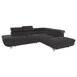 Ecksofa COTTA "Enterprise L-Form" Sofas Gr. B/H/T: 273cm x 72cm x 237cm, Struktur, Ottomane rechts, mit Kopfteilverstellung-mit Armteilverstellung, braun (mud) inklusive Kopf- und Armteilverstellung, wahlweise mit Bettfunktion