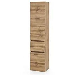 Seitenschrank Welltime "Livorno" Schränke Gr. B/H/T: 40 cm x 180 cm x 35 cm, 2 St., braun (wotaneiche) Bad-Hochschrank Bad-Seitenschrank stehende und hängende Montage möglich