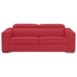 2,5-Sitzer Egoitaliano "Cabiria, Design und super Sitzkomfort" Sofas Gr. B/H/T: 226cm x 97cm x 103cm, Leder BULL, rot (ruby) inkl. manuell verstellbarer Kopfstützen, mit Metallfüßen