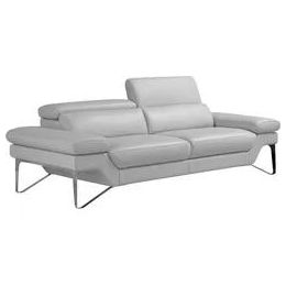 2,5-Sitzer Egoitaliano "Princess, Designsofa und super bequem, tolle Detailverarbeitung" Sofas Gr. B/H/T: 236cm x 95cm x 108cm, Leder CAREZZA, inkl. verstellbarer Kopfteile, silberfarben (silber) inkl. verstellbarer Kopfteile