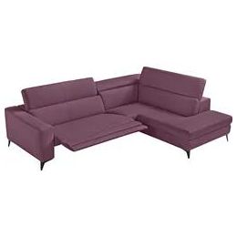 Ecksofa Egoitaliano "Edith, Designsofa mit hohem Sitzkomfort, L-Form" Sofas Gr. B/H/T: 269cm x 96cm x 203cm, Leder BULL, Ottomane rechts, lila (violett) inkl. elektrischer Relaxfunktion und manuell verstellbaren Kopfteilen