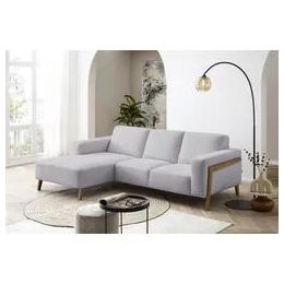 Ecksofa exxpo - SOFA FASHION "Starr, modern und klassisches Design, hochwertige Verarbeitung, bequem" Sofas Gr. B/H/T: 250cm x 84cm x 163cm, Webvelours, Recamiere links, ohne elektrischer Sitztiefenverstellung, grau L-Form, wahlw. elektrische Sitztiefenverstellung, Massivholzfüße