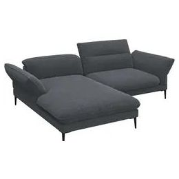 Ecksofa FLEXLUX "Salino, Funktionssofa mit Recamiere, Relaxsofa, Ecksofa" Sofas Gr. B/H/T: 245cm x 88cm x 182cm, Chenille-Struktur, Recamiere links, grau (anthrazit) Sofa mit Arm- und Kopfteil-Verstellungen, Kaltschaum & Stahl-Wellen