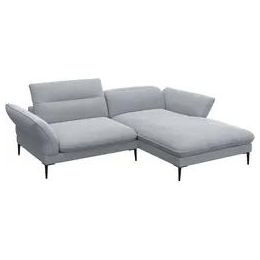 Ecksofa FLEXLUX "Salino, Funktionssofa mit Recamiere, Relaxsofa, Ecksofa" Sofas Gr. B/H/T: 245cm x 88cm x 182cm, Struktur, Chaiselongue rechts, grau (stone grey) Sofa mit Arm- und Kopfteil-Verstellungen, Kaltschaum & Stahl-Wellen