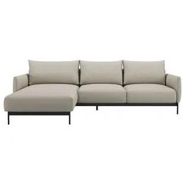 Ecksofa TENKSOM "Tokey, Polsterecke, Couch, Recamiere links und rechts montierbar" Sofas Gr. B/H/T: 255cm x 68cm x 185cm, Polyester, Recamiere beidseitig montierbar, braun (hellbraun) Bezüge wechselbar, hoher und gemütlicher Sitzkomfort, L-Form