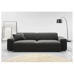 Big-Sofa Andas "Glimminge auch in Breitcord, Feincord + Easy care-Bezug" Sofas Gr. B/H/T: 254cm x 71cm x 101cm, Feincord, grau (anthrazit) besondere Kedernähte Zierkissen