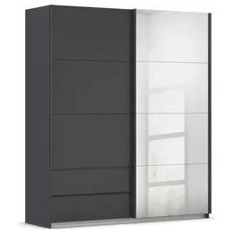 Schwebetürenschrank Rauch "Kleiderschrank Schrank Garderobe Wäscheschrank ELARA mit Spiegel" Schränke Gr. B/H/T: 181 cm x 210 cm x 62 cm, 2 St., grau (graumetallic) praktische Schubladen optional farblich abgesetzt MADE IN GERMANY