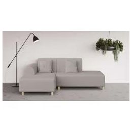 Ecksofa Inosign "Suyala" Sofas Gr. B/H/T: 258cm x 85cm x 168cm, Boucle, Recamiere links, ohne Hocker, grau (taupe) L-Form mit Hocker