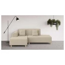 Ecksofa Inosign "Suyala" Sofas Gr. B/H/T: 258cm x 85cm x 168cm, Struktur, Recamiere links, ohne Hocker, grau (taupe) L-Form mit Hocker