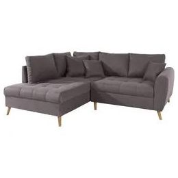 Ecksofa Home Affaire "Blackburn II, L-Form" Sofas Gr. B/H/T: 224cm x 90cm x 191cm, Luxus-Microfaser Lederoptik, Ottomane links, grau (rock) Mit Kaltschaumpolsterung bis 140 kg belastbar