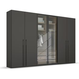 Drehtürenschrank Rauch "Kleiderschrank Schrank Garderobe SKAT SHINE mit hochwertigem" Schränke Gr. B/H/T: 301 cm x 235 cm x 63 cm, 6 St., grau (graphit) transparentem Grauglas inkl. umfangreichem Zubehör MADE IN GERMANY Bestseller