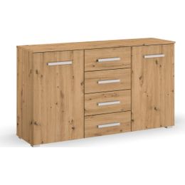 Kommode Rauch "Koluna" Sideboards Gr. B/H/T: 140 cm x 81,0 cm x 42,0 cm, 4, braun (eiche artisan) mit 4 Schubkästen, inkl. 3er-Set Filzboxen