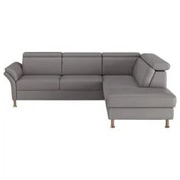 Ecksofa Home Affaire "Calypso L-Form", grau (hellgrau), B:259cm H:85cm T:227cm, 100% Polyester, Sofas, mit Relaxfunktion motorisch im Sofa 2,5- Sitzer