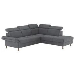 Ecksofa Home Affaire "Calypso L-Form" Sofas Gr. B/H/T: 259cm x 85cm x 227cm, Flachgewebe, Ottomane rechts, mit Kopfteilverstellung-mit Armteilfunktion-mit Bettfunktion-mit Stauraum-ohne Relaxfunktion im Sofa 2,5- Sitzer, grau (anthrazit) mit Relaxfunktion motorisch im Sofa 2,5- Sitzer