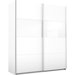 Schwebetürenschrank Rauch "Quadra BESTSELLER Schrank Schlafzimmerschrank in vielen Breiten", weiß (weiß, weißglas), B:181cm H:210cm T:62cm, Schränke, Kleiderschrank Garderobenschrank mit Glaselementen