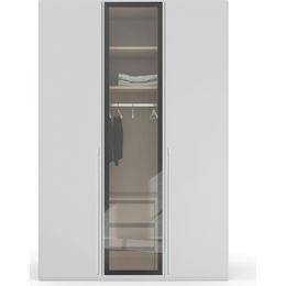 Drehtürenschrank Rauch "Kleiderschrank Schrank Garderobe SKAT SHINE mit hochwertigem" Schränke Gr. B/H/T: 151 cm x 235 cm x 63 cm, 3 St., grau (seidengrau) transparentem Grauglas inkl. umfangreichem Zubehör MADE IN GERMANY