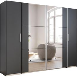 Schwebetürenschrank Rauch "Kleiderschrank Drehtürenschrank Schrank Garderobe KRONACH TOPSELLER" Schränke Gr. B/H/T: 268 cm x 210 cm x 59 cm, 4 St., grau (graumetallic) mit Dreh- und Schwebetüren Spiegel, viele Böden MADE IN GERMANY