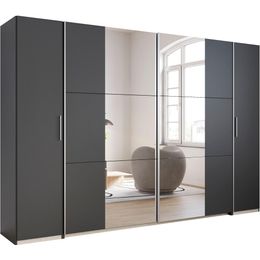 Schwebetürenschrank Rauch "Kleiderschrank Drehtürenschrank Schrank Garderobe KRONACH TOPSELLER" Schränke Gr. B/H/T: 311 cm x 210 cm x 59 cm, 4 St., grau (graumetallic) mit Dreh- und Schwebetüren Spiegel, viele Böden MADE IN GERMANY