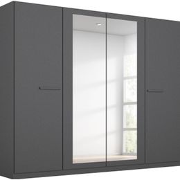 Drehtürenschrank Rauch "Kleiderschrank Schrank Garderobe Garderobenschrank Stauraumwunder MODI" Schränke Gr. B/H/T: 226 cm x 210 cm x 54 cm, Mit Spiegel, grau (graumetallic) inkl. Stoff-Organizer mit 6 Fächern optionaler Spiegel MADE IN GERMANY