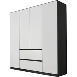 Drehtürenschrank Rauch "Kleiderschrank Schrank Garderobe Garderobenschrank MAINZ" Schränke Gr. B/H/T: 181 cm x 210 cm x 54 cm, 4 St., grau (graumetallic, alpinweiß) grifflose Front, Außentüren mit Push-to-Open Funktion MADE IN GERMANY