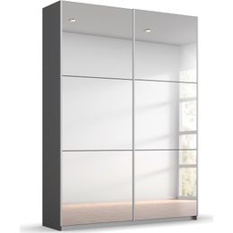 Schwebetürenschrank Rauch "Kleiderschrank Schrank Garderobe REFLECT" Schränke Gr. B/H/T: 131 cm x 210 cm x 59 cm, 2 St., grau (graumetallic) inkl. praktischer Innenausstattung mit viel Stauraum MADE IN GERMANY