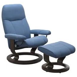 Relaxsessel stressless "Consul" Sessel Gr. Material Bezug, Material Gestell, Ausführung / Funktion, Maße B/H/T, blau (lazuli blau) mit Classic Base, Größe M, Gestell Wenge