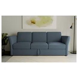 3-Sitzer Home Affaire "Lavars Schlafsofa" Sofas Gr. B/H/T: 230 cm x 90 cm x 89 cm, Flachgewebe, blau (blue) mit Bettfunktion, in zwei verschiedenen Bezugsqualitäten