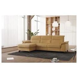 Sit & More Ecksofa SIT & MORE "Astoria L-Form" Sofas Gr. B/H/T: 260cm x 91cm x 175cm, Microfaser, Recamiere links, mit Kopfteilverstellung-mit Armlehnfunktion-ohne Relaxfunktion motorisch im Sofa 2,5-sitzig-ohne Relaxfunktion motorisch in Recamiere, gelb (dijon) wahlweise mit motorischer Relaxfunktion