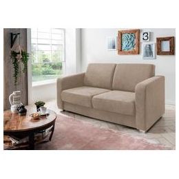 Schlafsofa Inosign "Mia" Sofas Gr. B/H/T: 159cm x 88cm x 87cm, Microfaser, grau (taupe)