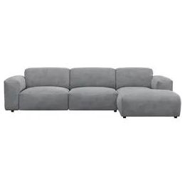 Ecksofa FLEXLUX "Lucera bequem und komfortabel durch hochwertigen Sitzaufbau, L.Form" Sofas Gr. B/H/T: 284cm x 73cm x 171cm, Struktur, Chaiselongue rechts, grau (soft grau) modern & anschmiegsam, Kaltschaum, Stahl-Wellenunterfederung