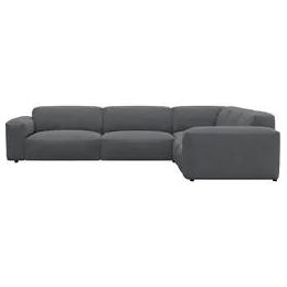 Ecksofa FLEXLUX "Lucera, super bequem durch hochwertigen Sitzaufbau mit Kaltschaum" Sofas Gr. B/H/T: 319cm x 73cm x 285cm, Lederoptik, Schenkel rechts, grau (elephant grau) modern & anschmiegsam, L-Form, Designsofa