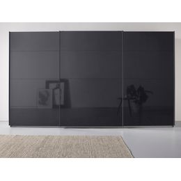 Schwebetürenschrank Rauch "Kleiderschrank Schrank Garderobe TOPSELLER OTELI inkl. Inneneinteilung" Schränke Gr. B/H/T: 360 cm x 210 cm x 62 cm, grau (graumetallic, hochglanz effektgrau) mit 3 Innenschubladen sowie zusätzlichen Einlegeböden MADE IN GERMANY