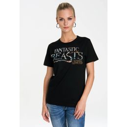 logoshirt Damen T-Shirt "Fantastic Beasts Logo", schwarz, Gr. XS, bedruckt, 100% Baumwolle, Shirts, mit lizenziertem Originaldesign