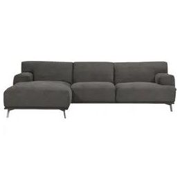 Ecksofa furninova "Rocco klassisch, zeitlos und modernes Design mit hohem Sitzkomfort" Sofas Gr. B/H/T: 280cm x 78cm x 150cm, Struktur, Ottomane links, grau (anthrazit) L-Form, hoher Fuß