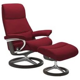 Relaxsessel stressless "View" Sessel Gr. ROHLEDER Stoff Q2 FARON, Cross Base Wenge, Relaxfunktion-Drehfunktion-PlusTMSystem-Gleitsystem-BalanceAdaptTM, B/H/T: 82cm x 109cm x 81cm, rot (rot q2 faron) mit Signature Base, Größe M,Gestell Wenge